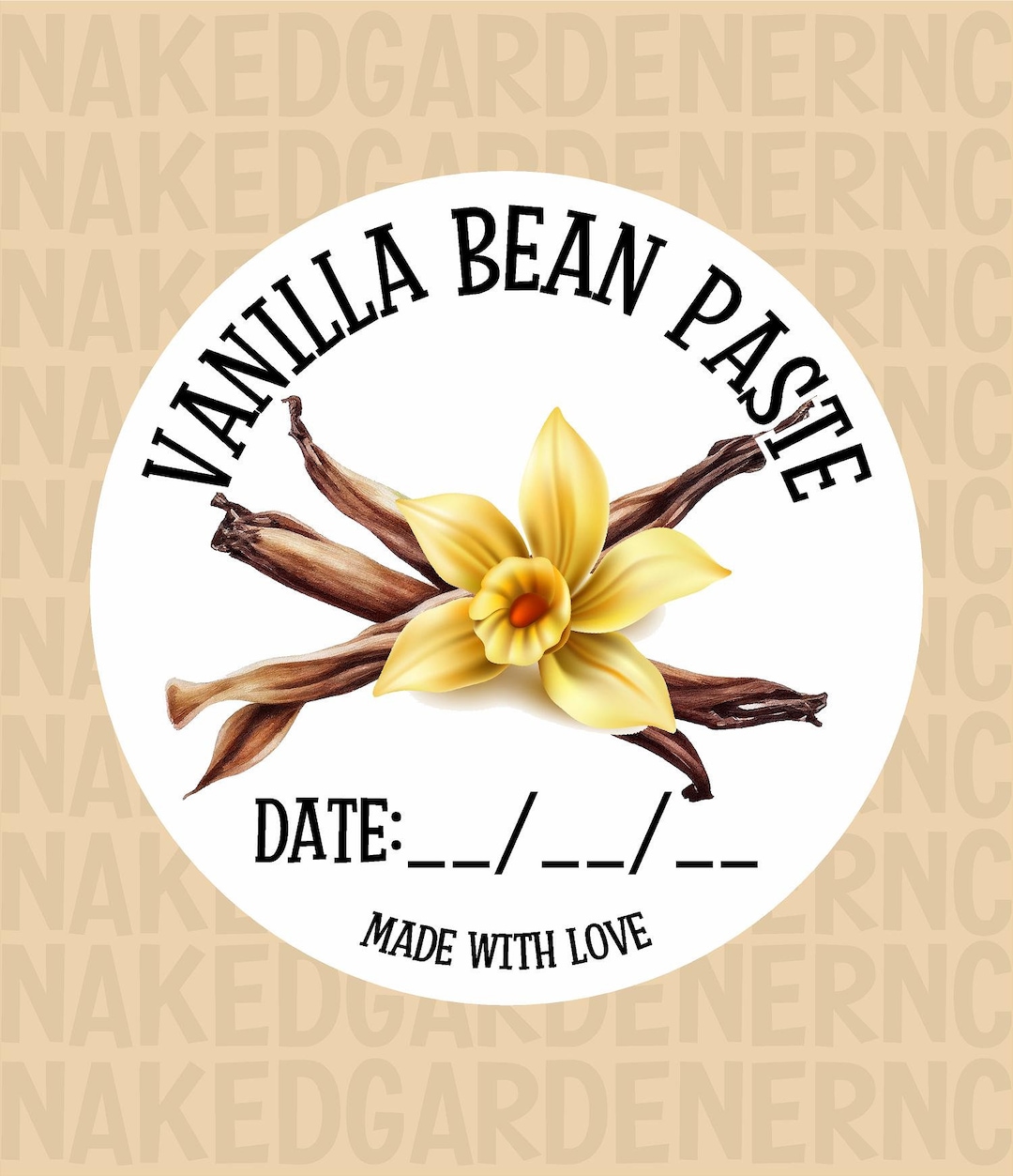 Vanilla Bean Paste Label for Jar Lid or Front - Multiple Sizes - 4oz ...