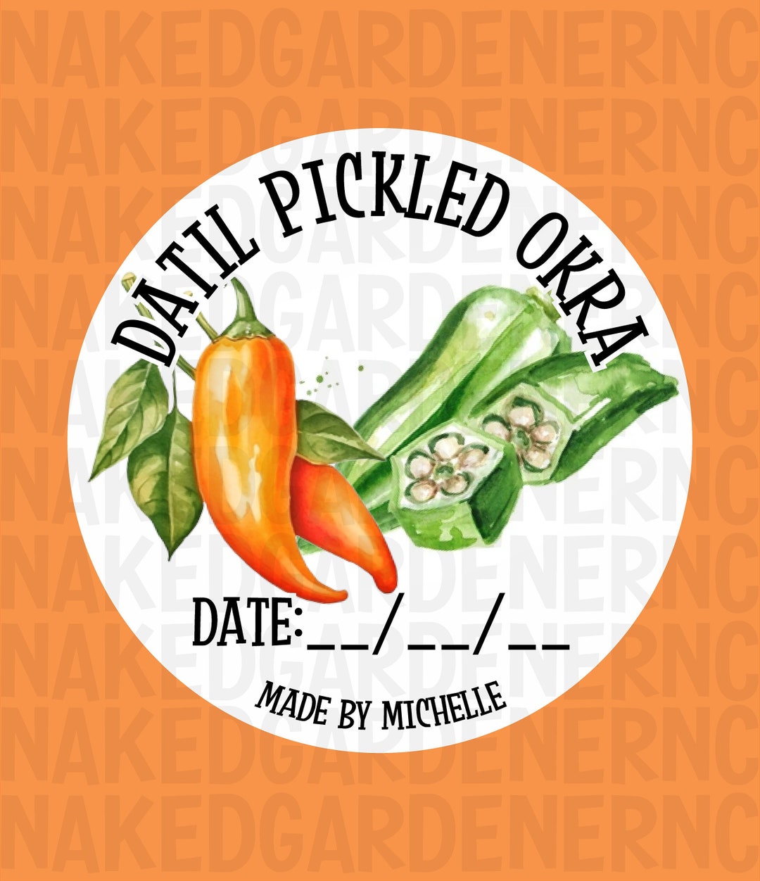 Custom Datil Pickled Okra Canning Labels for Regular Mouth Jar or Wide ...