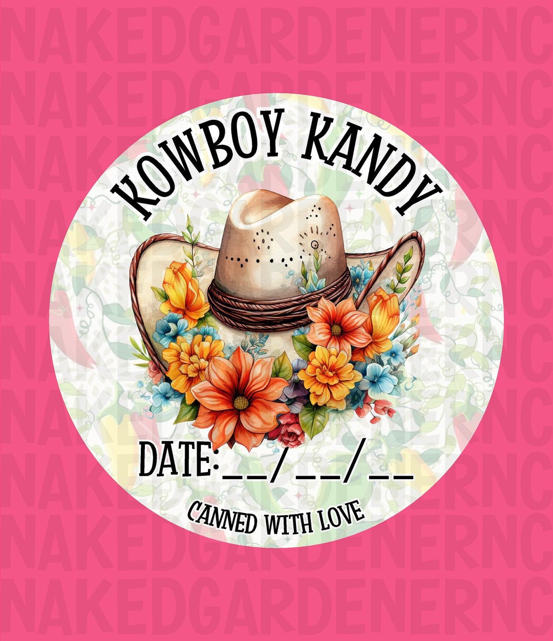 Kowboy Kandy Canning Labels for Regular Mouth Jar or Wide Mouth Jar ...