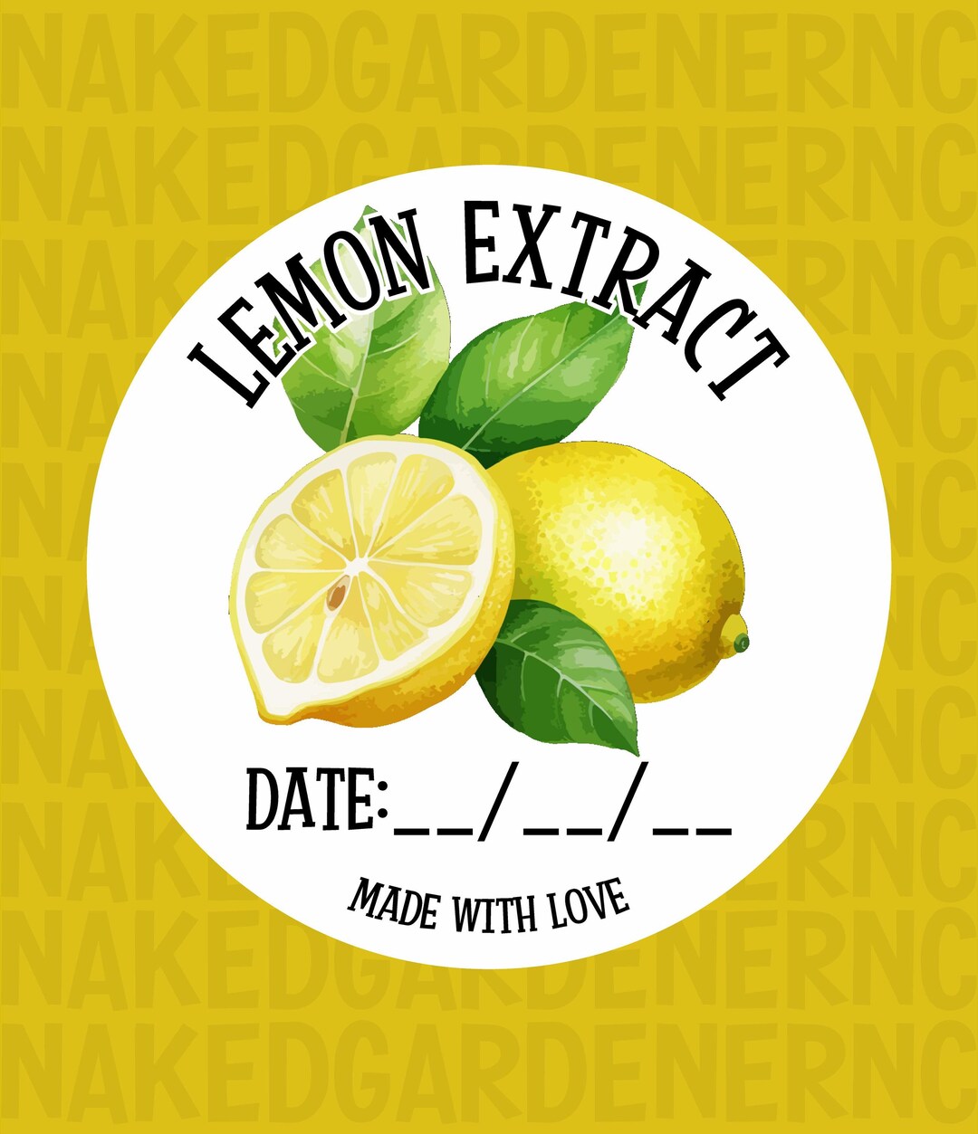 Lemon Extract Label for Jar Lid or Front - Multiple Sizes - 4oz Mini ...