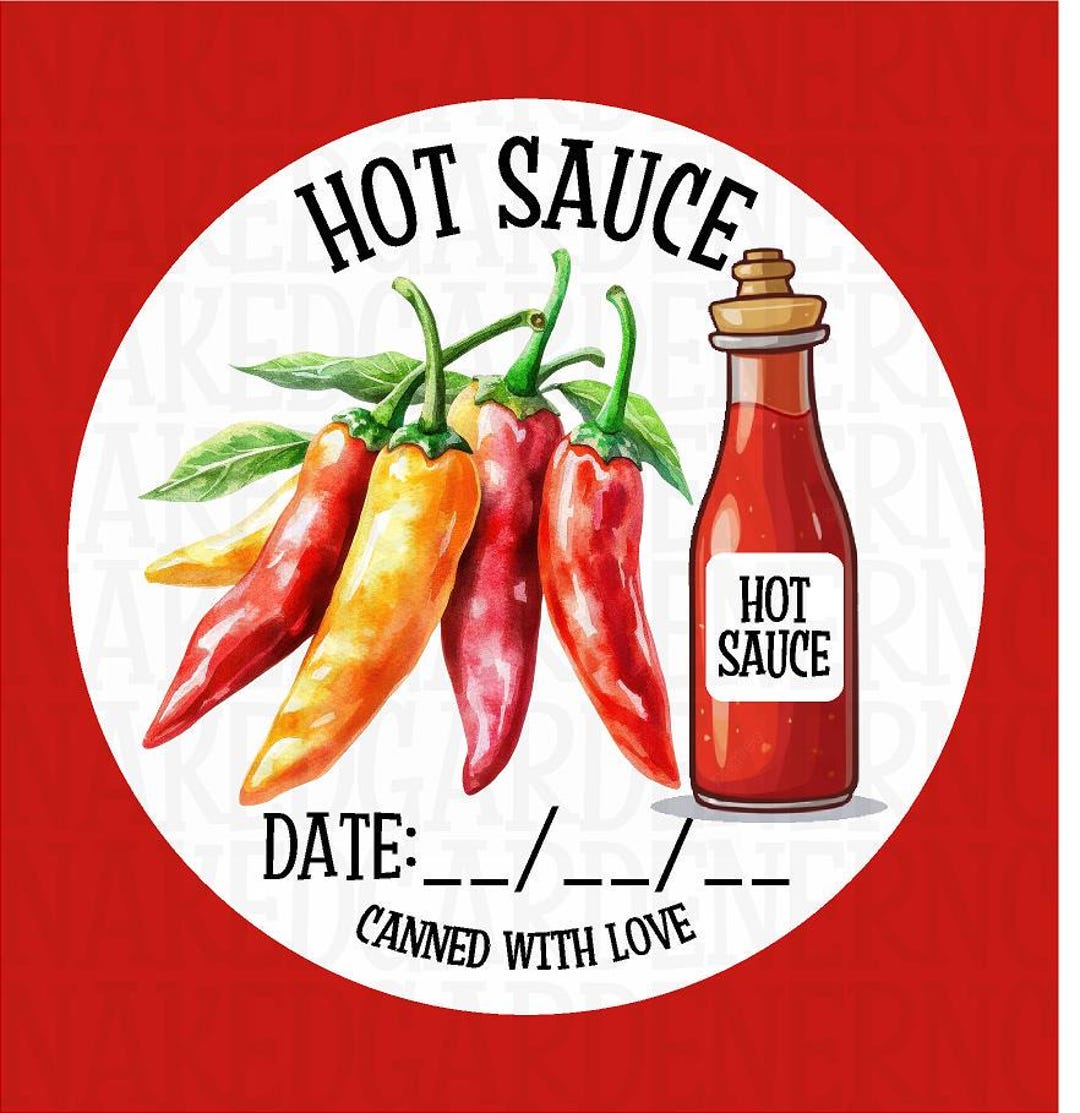 Hot Sauce Labels for Regular Mouth Jar or Wide Mouth Jar - Sheet of 12 ...