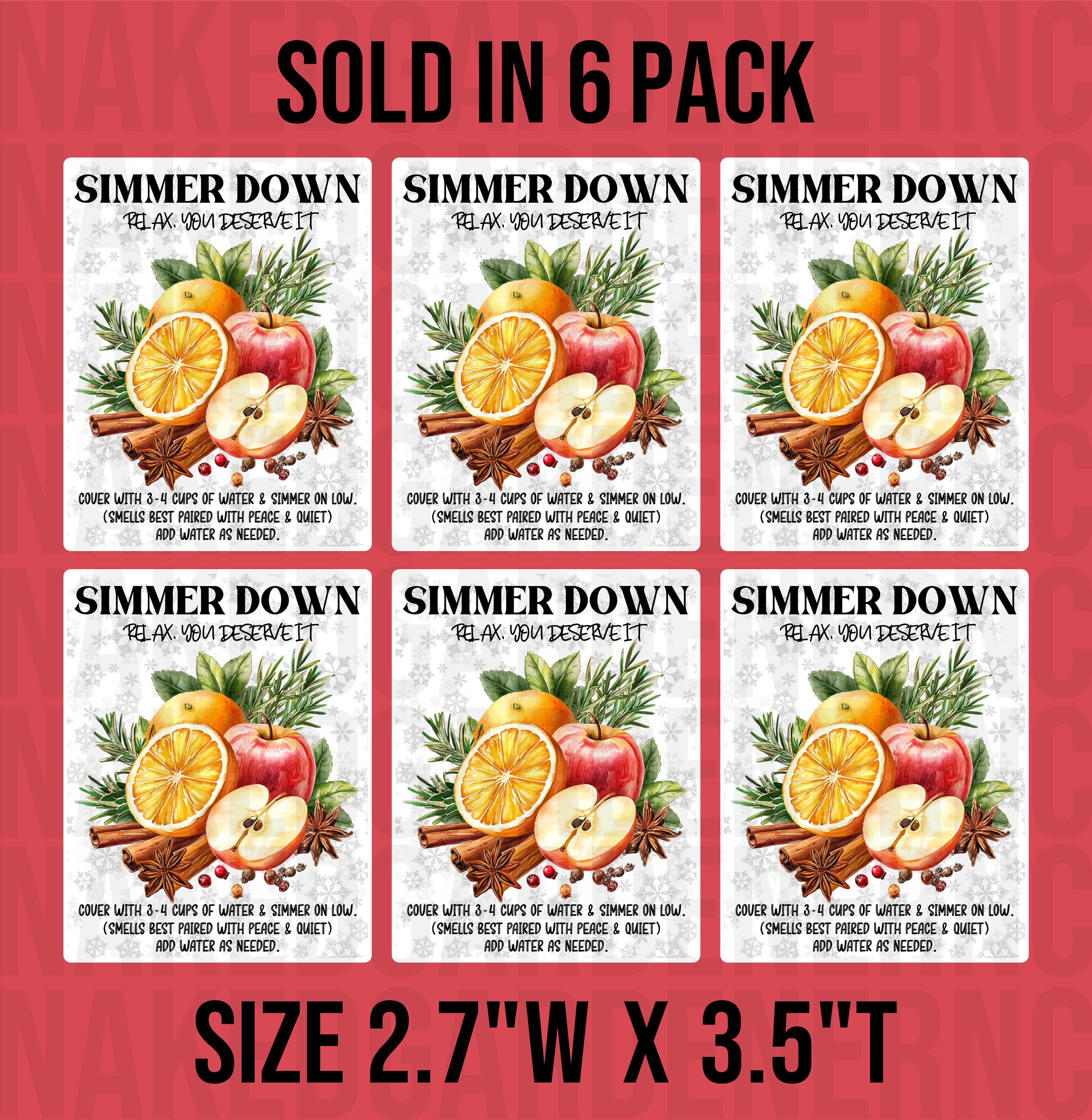 Simmer Down Simmer Pot Bag Labels - Set of 6 Labels - DIY Christmas ...