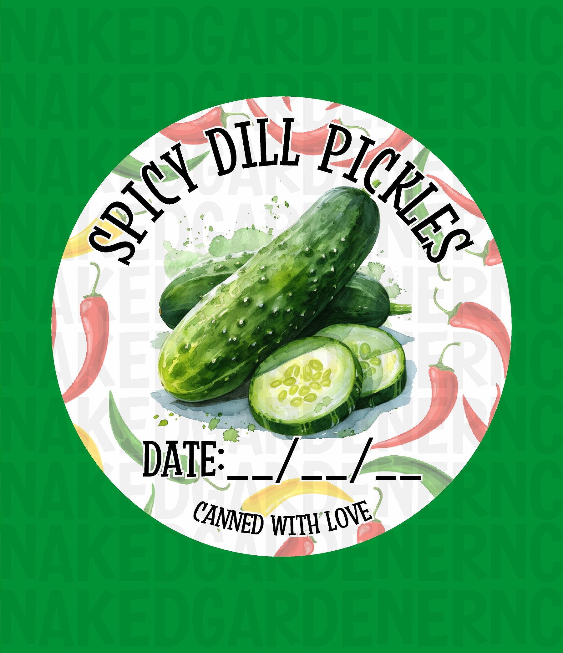 Spicy Dill Pickles Canning Labels for Regular Mouth Jar or Wide Mouth ...