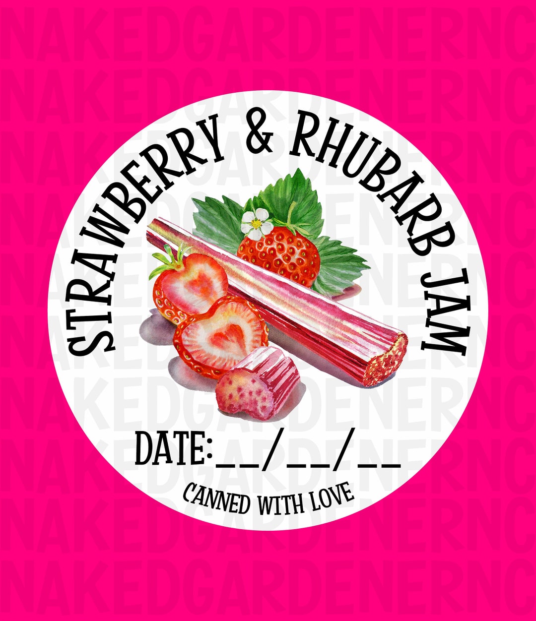 Strawberry & Rhubarb Jam Canning Labels for Regular Mouth Jar or Wide ...