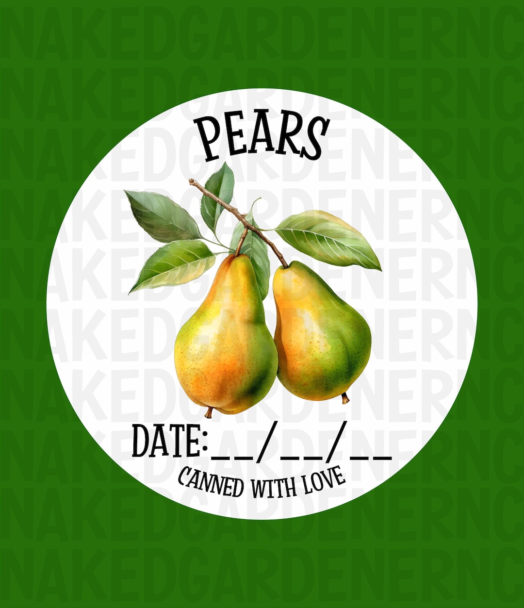 Pears Canning Labels for Regular Mouth Jar or Wide Mouth Jar - Sheet of ...