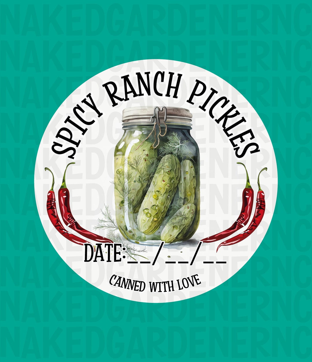Spicy Ranch Pickles Labels for Regular Mouth Jar or Wide Mouth Jar ...