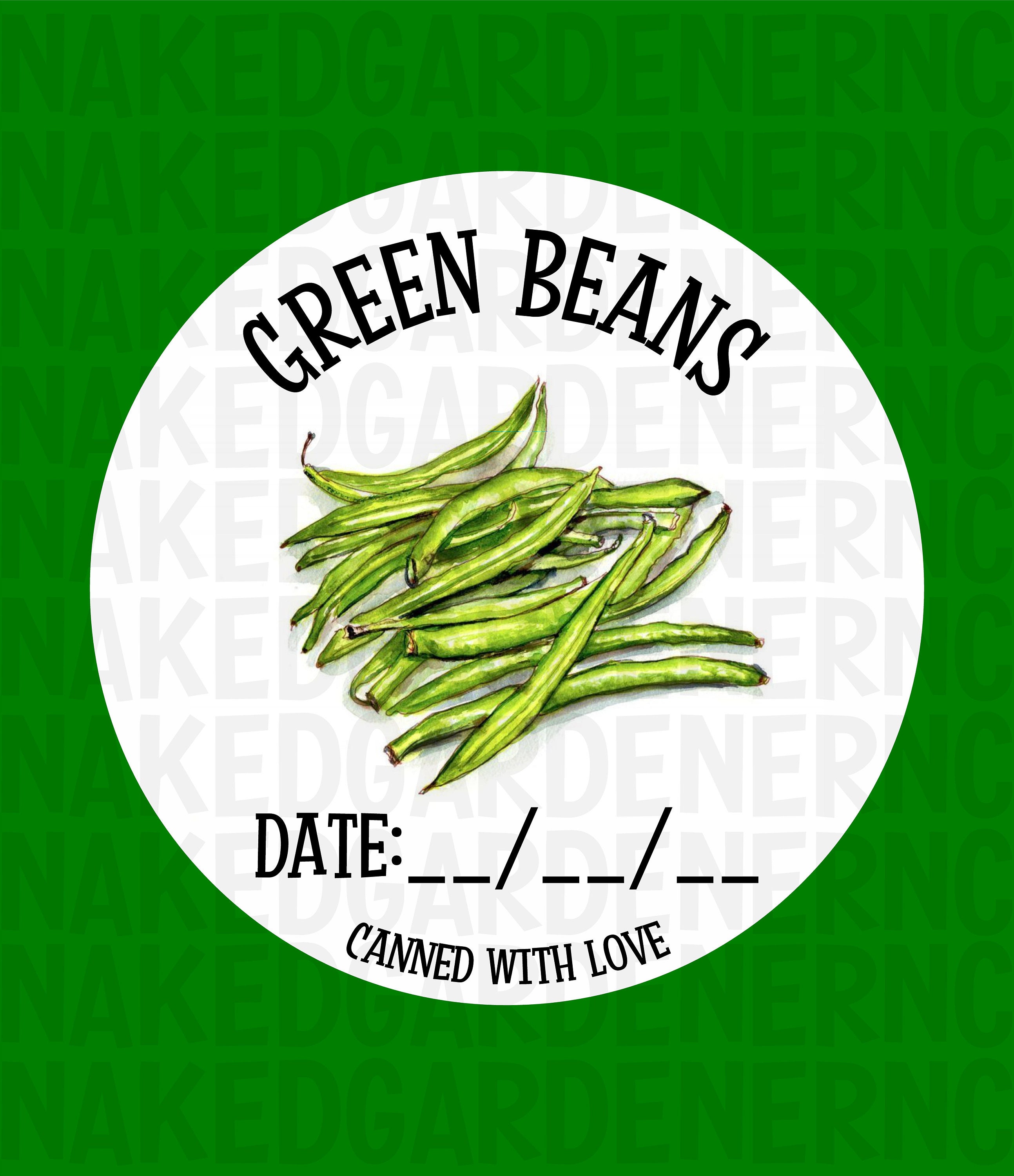 Green Beans Canning Labels for Regular Mouth Jar or Wide Mouth Jar ...