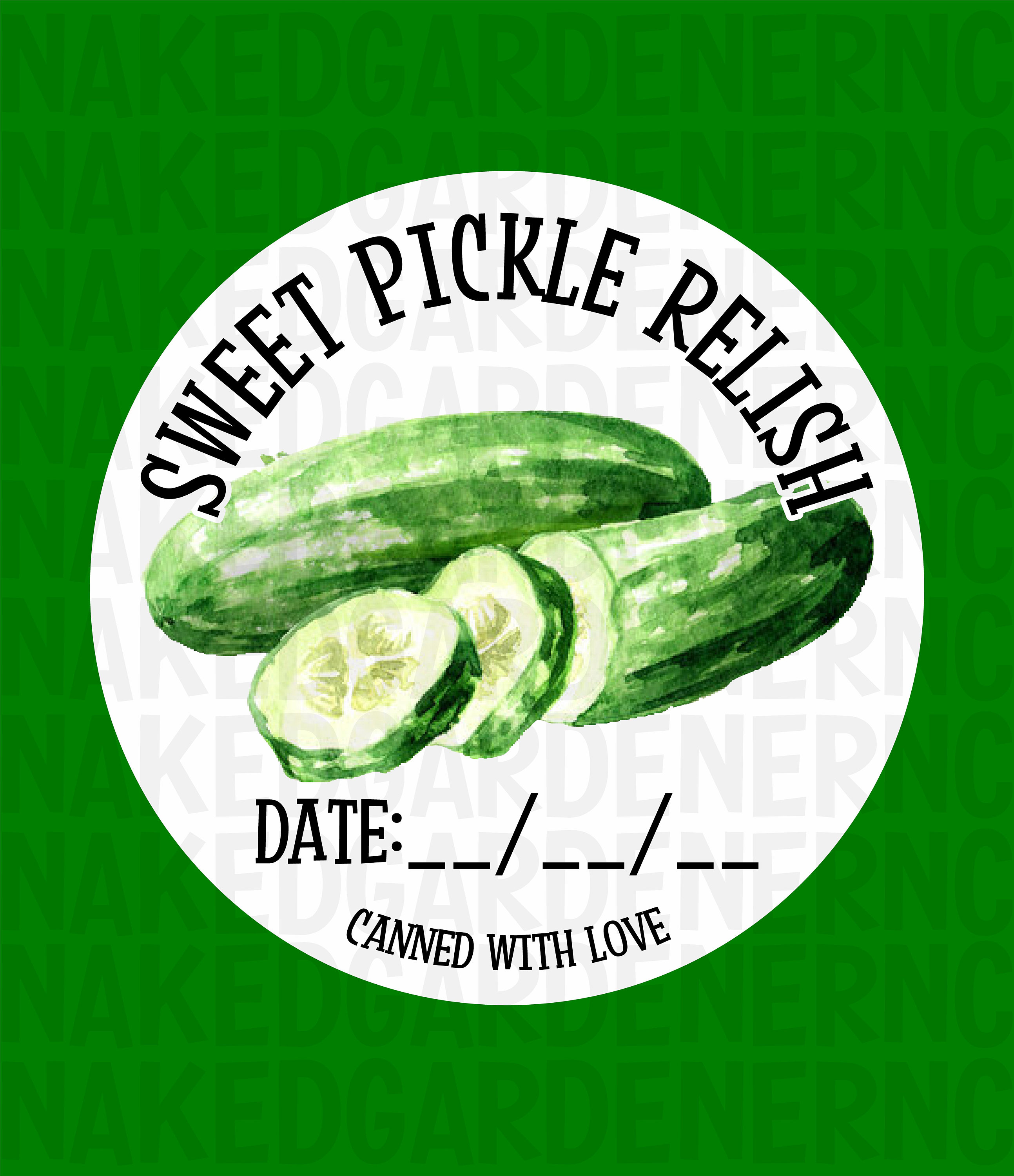 Sweet Pickle Relish Canning Labels for Regular Mouth Jar or Wide Mouth ...
