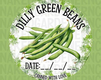 Green Beans Canning Labels for Regular Mouth Jar or Wide Mouth Jar ...