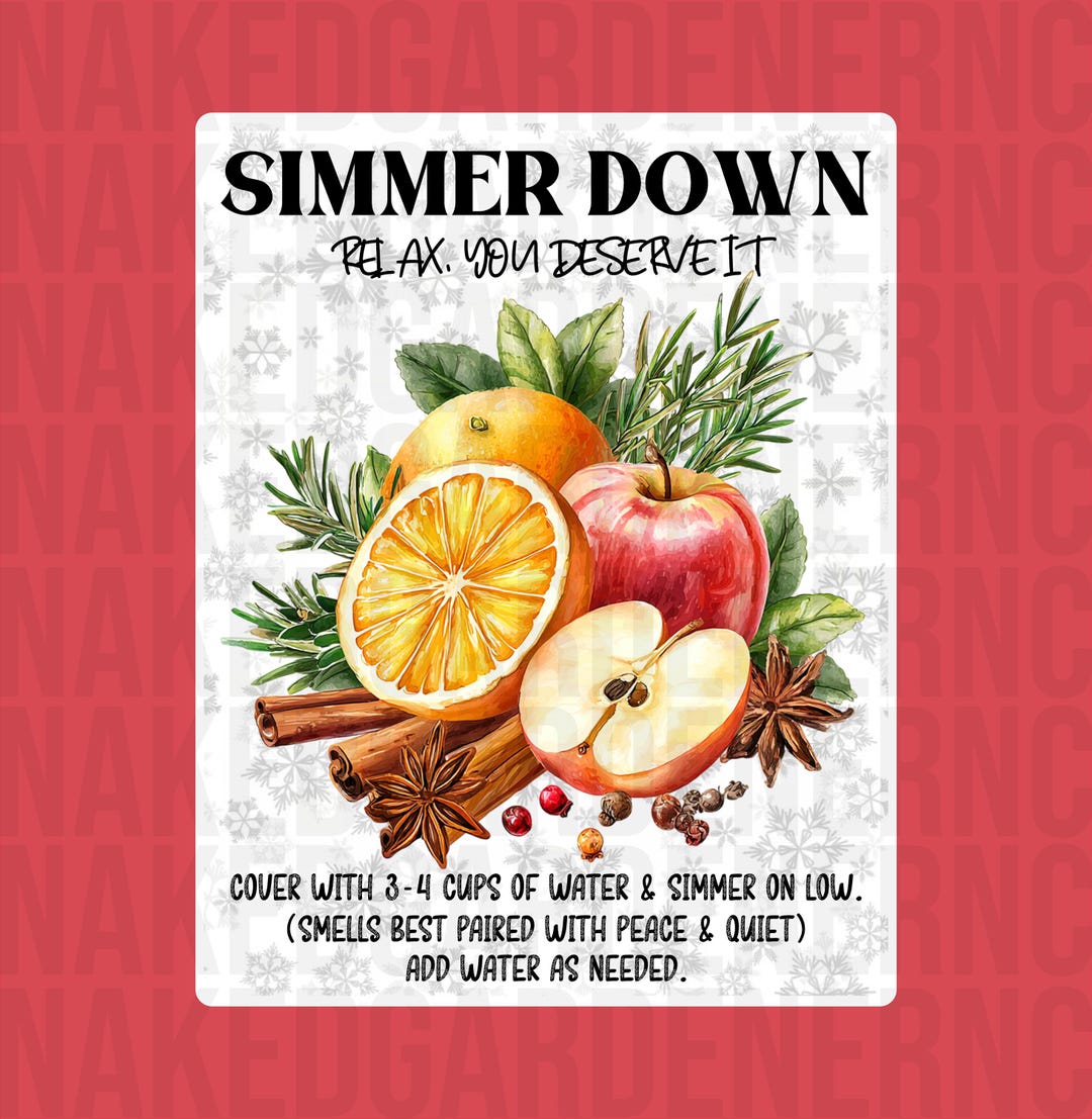 Simmer Down Simmer Pot Bag Labels - Set of 6 Labels - DIY Christmas ...