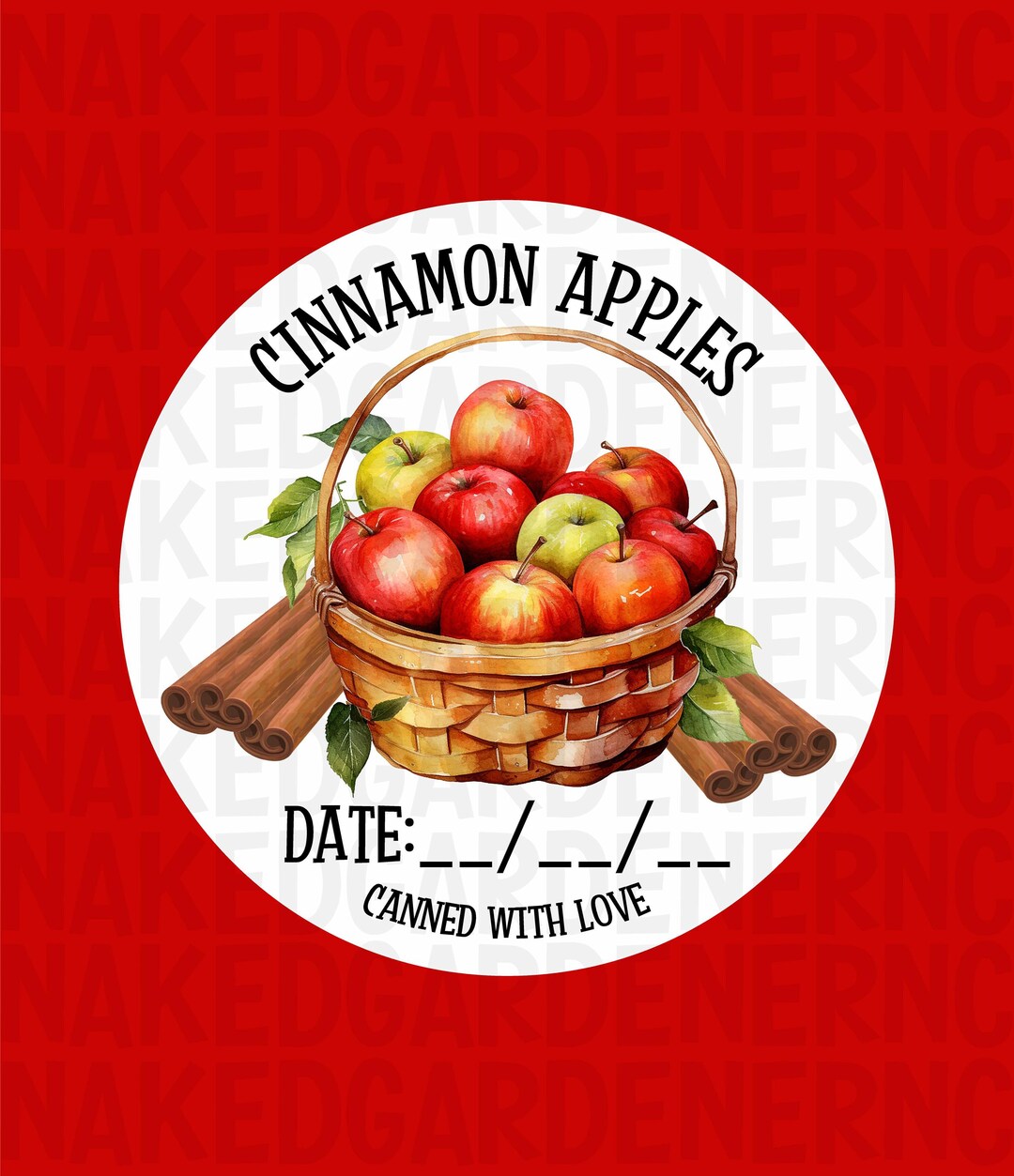Cinnamon Apples Canning Labels for Regular Mouth Jar or Wide Mouth Jar ...