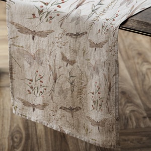 Linen Table Runner Moths Linen Table Runner Dinning Room, Beige Linen ...