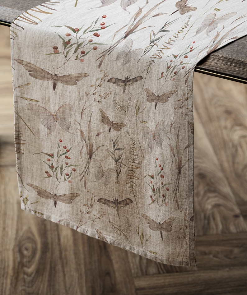 Linen Table Runner Moths Linen Table Runner Dinning Room - Etsy
