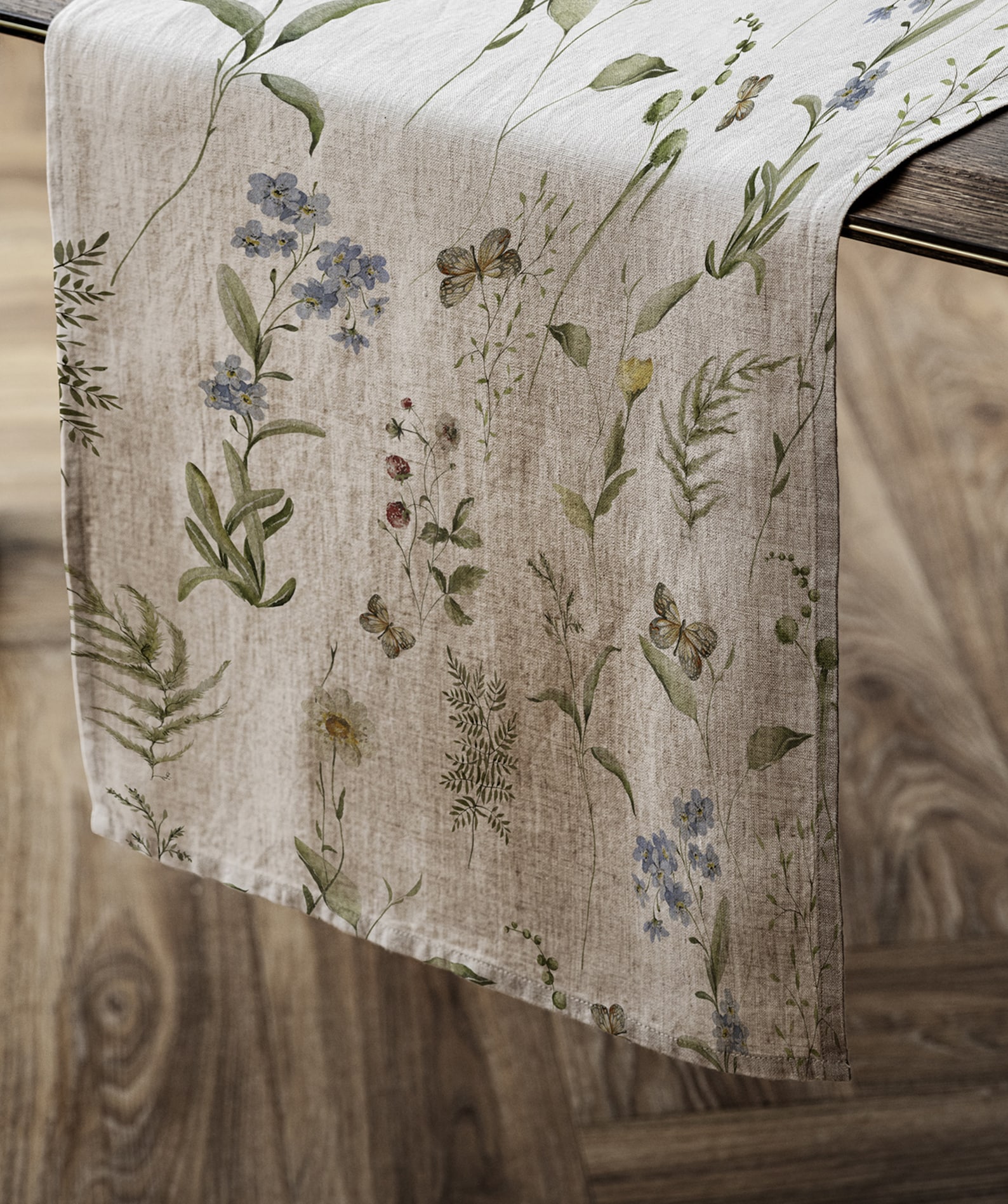 Linen Table Runner Meadow Linen Table Runner Dinning Room, Beige Linen ...