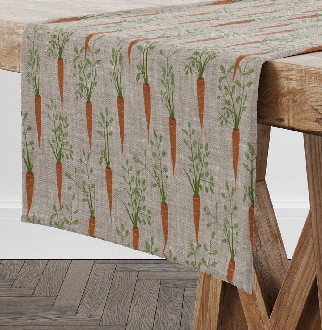 Linen Table Runner Carrots Linen Table Runner Dinning Room, Beige Linen ...