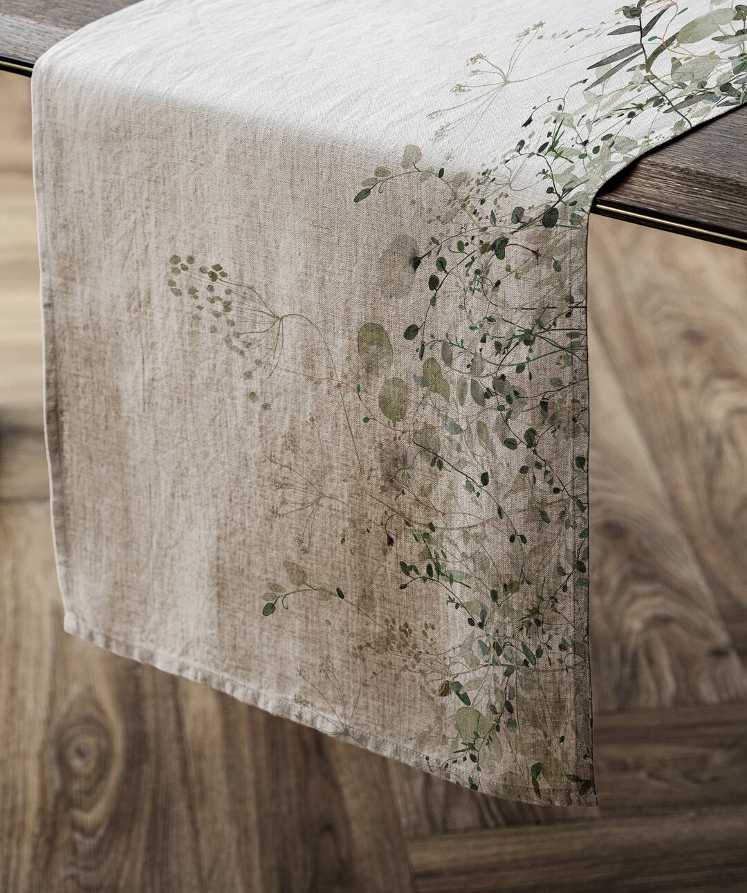 Linen Table Runner Meadow Linen Table Runner Dinning Room, Beige Linen ...