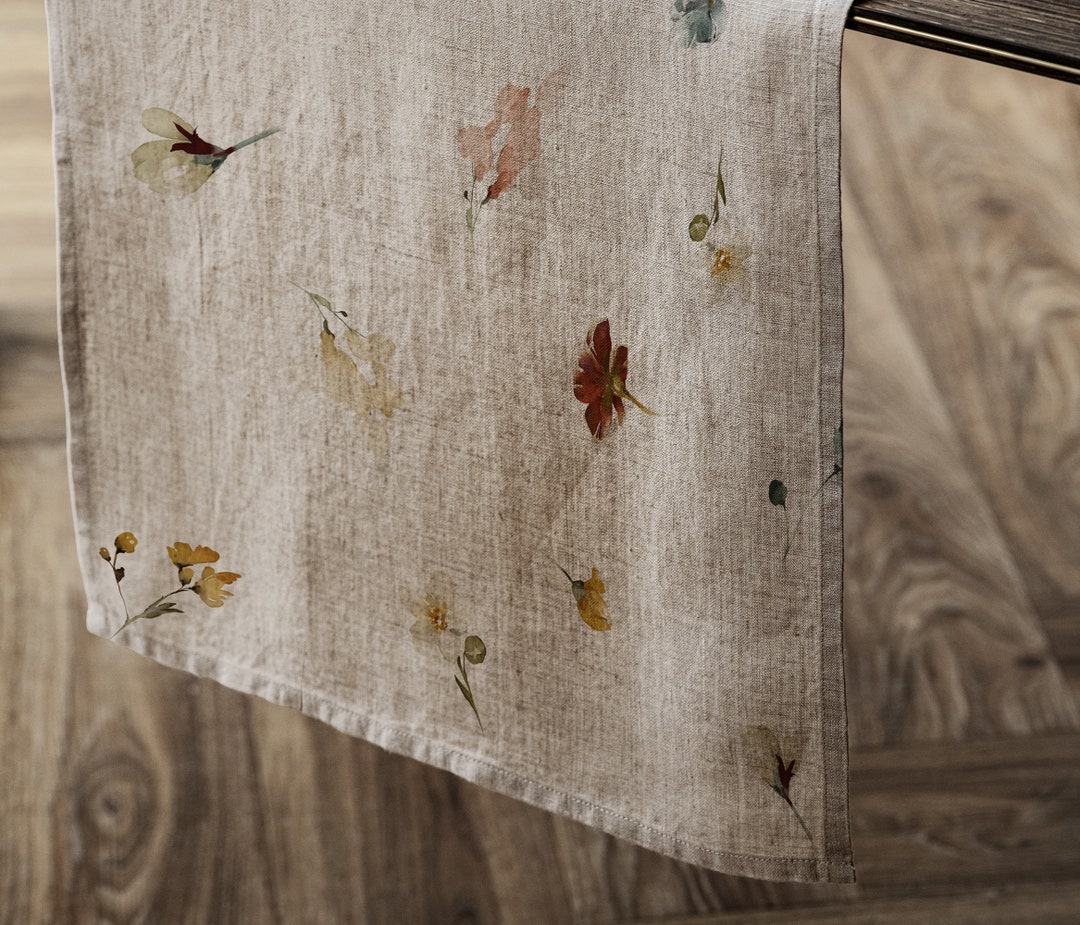 Linen Table Runner Meadow Linen Table Runner Dinning Room, Beige Linen ...