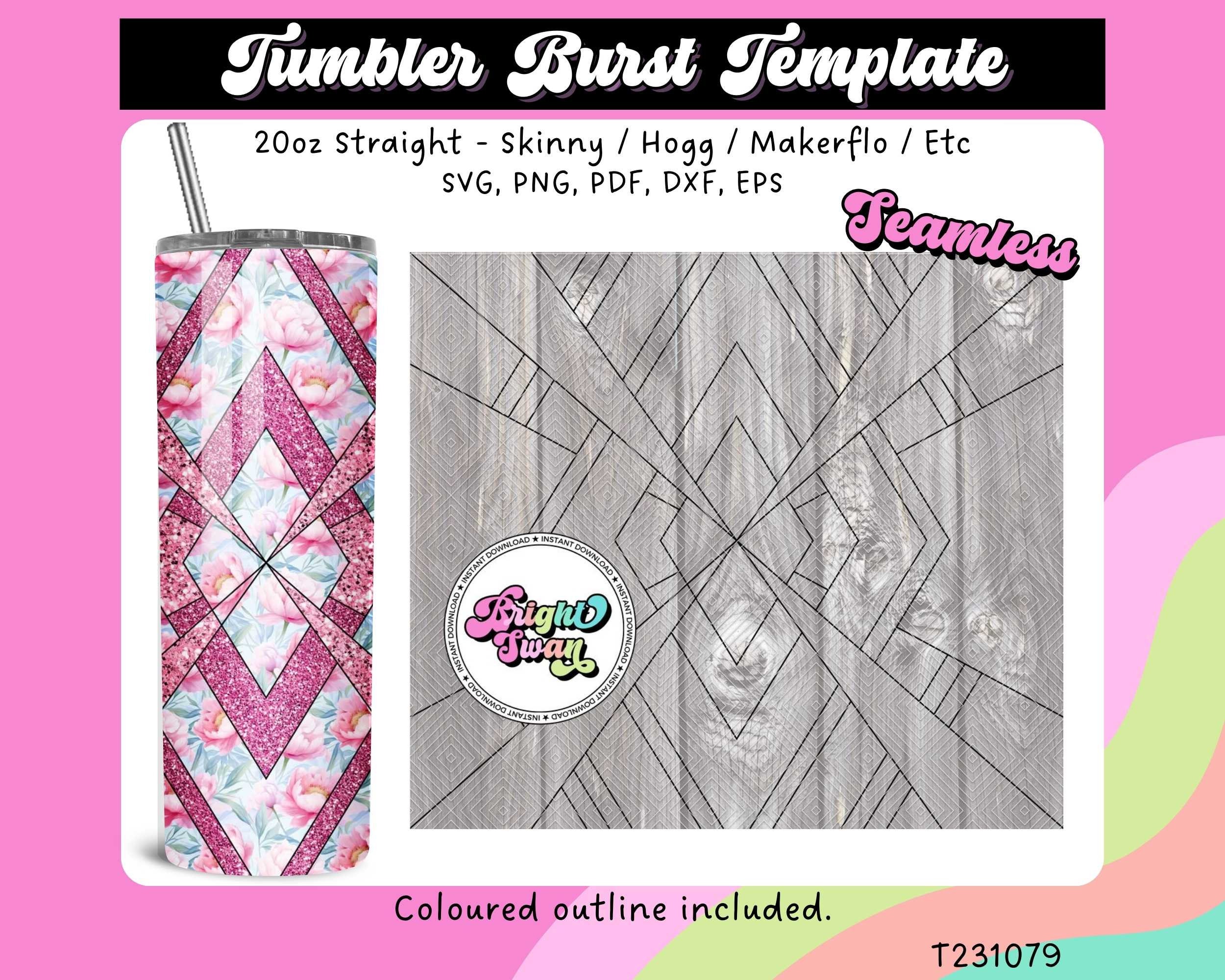 Overlapping Diamond Tumbler Template | Cricut Cut File for Tumblers ...