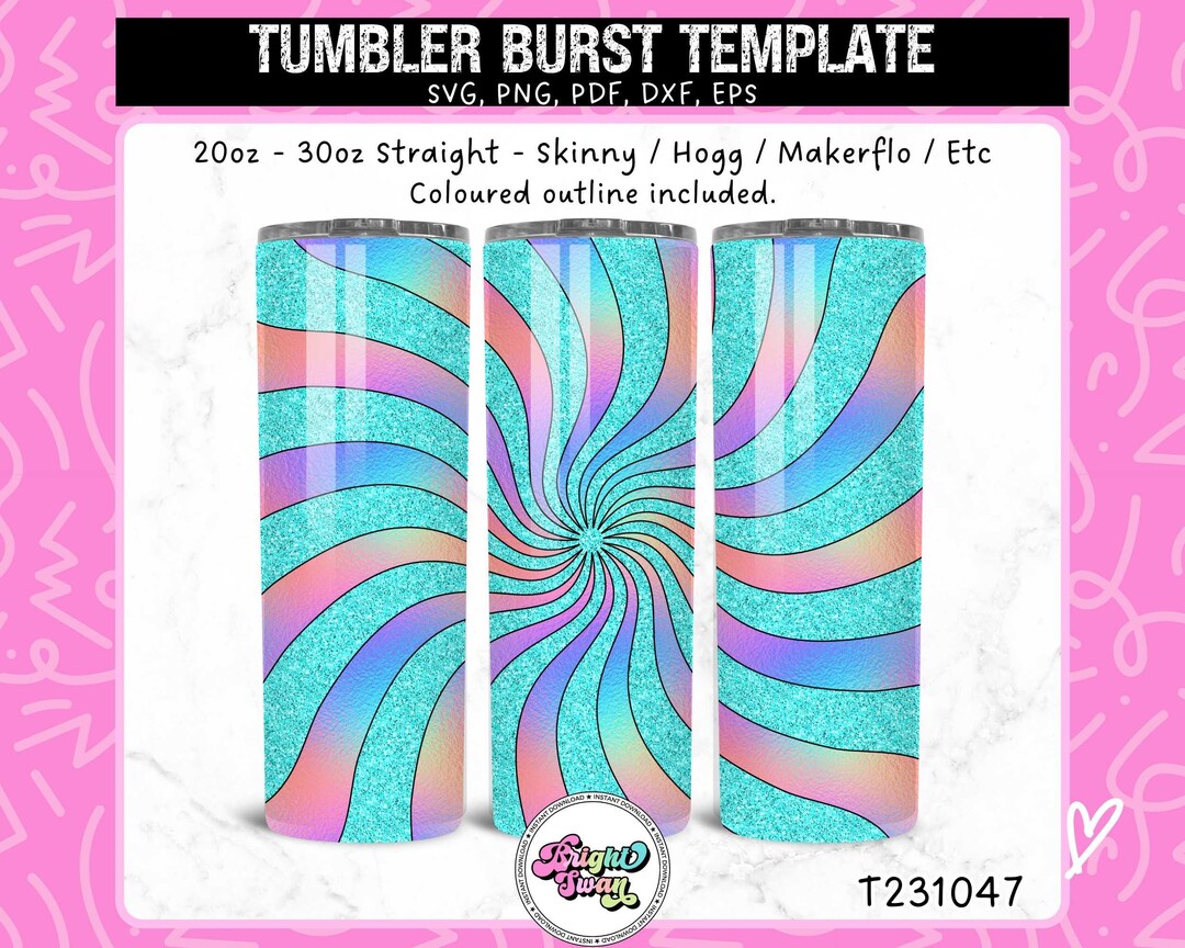 Funky Starburst Tumbler Template SVG, DXF, EPS for 20oz Straight Skinny ...