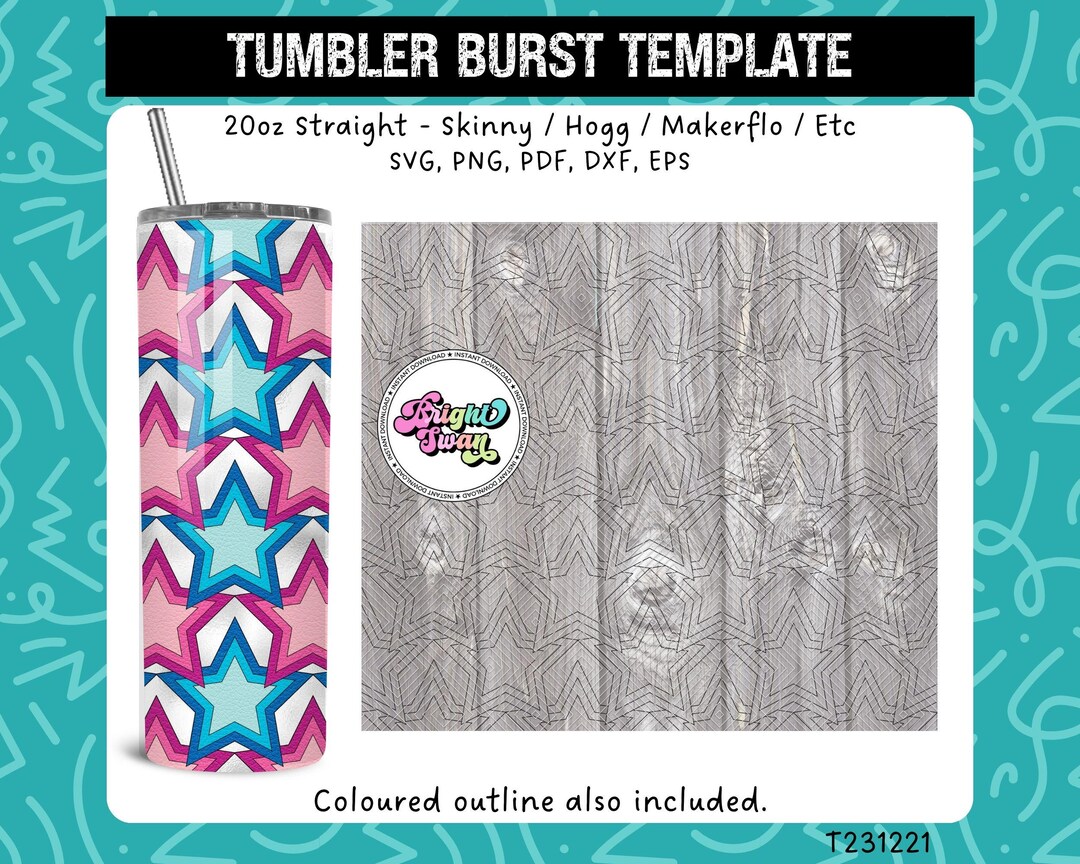 Overlapping Stars Burst Tumbler Template for 20oz 30oz Straight ...