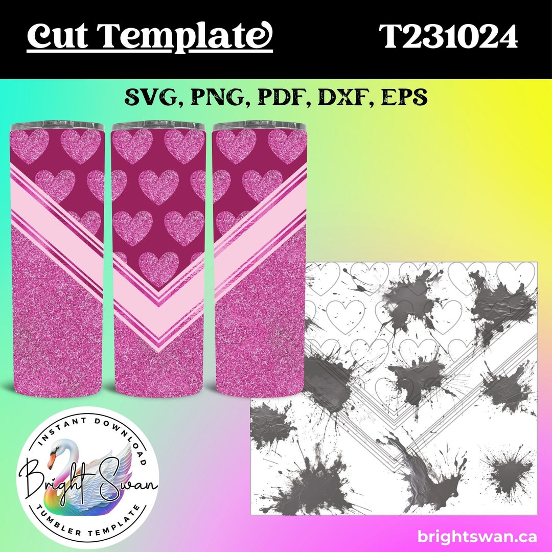 Hearts V-split Template SVG, DXF, EPS for 20oz Straight Skinny Burst ...