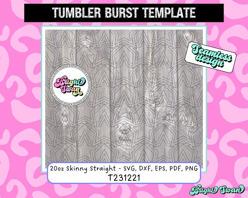 Overlapping Stars Burst Tumbler Template for 20oz 30oz Straight ...