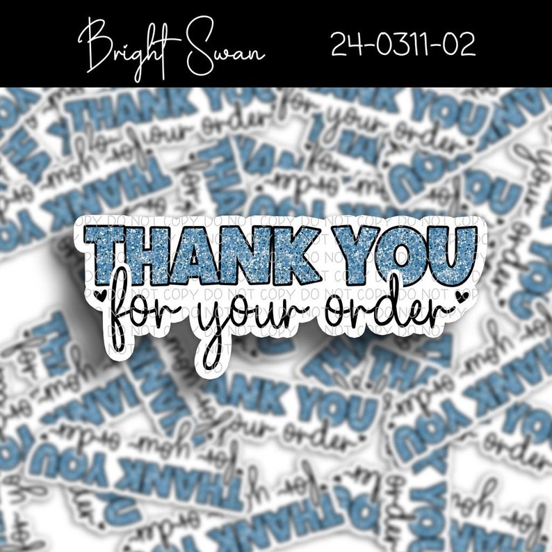 Glitter Thank You Stickers Thank You Packaging Stickers PNG Instant ...