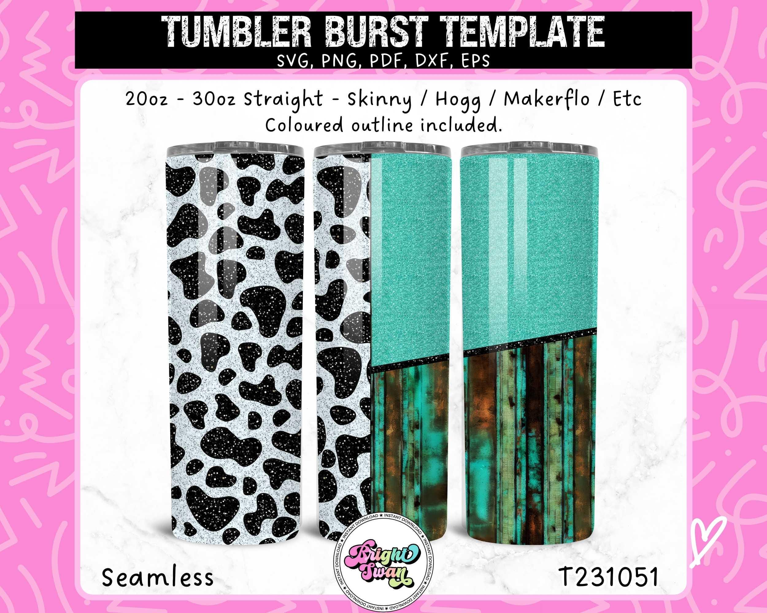 Cow Print Burst Tumbler Template SVG, DXF, EPS for 20oz Straight Skinny ...