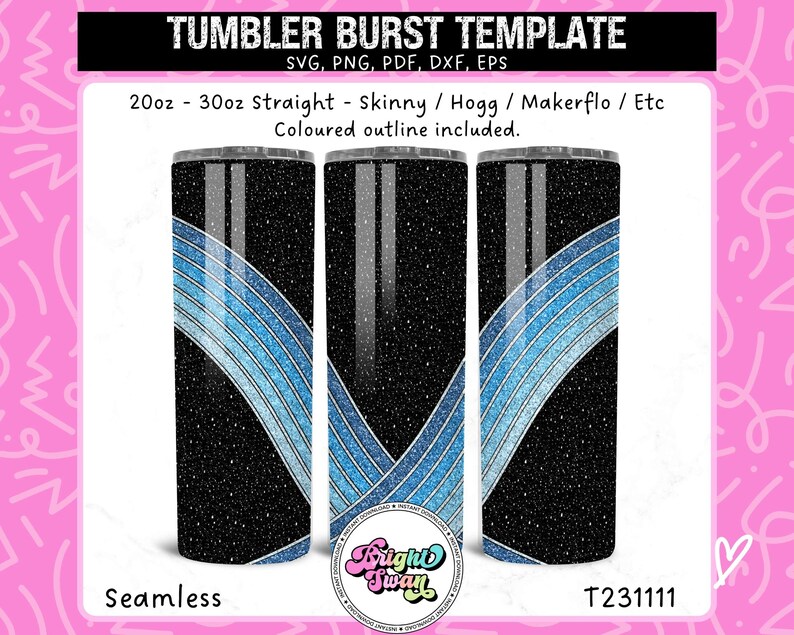 Overlapping Waves Tumbler Burst Peekaboo Template | SVG, DXF, EPS for ...
