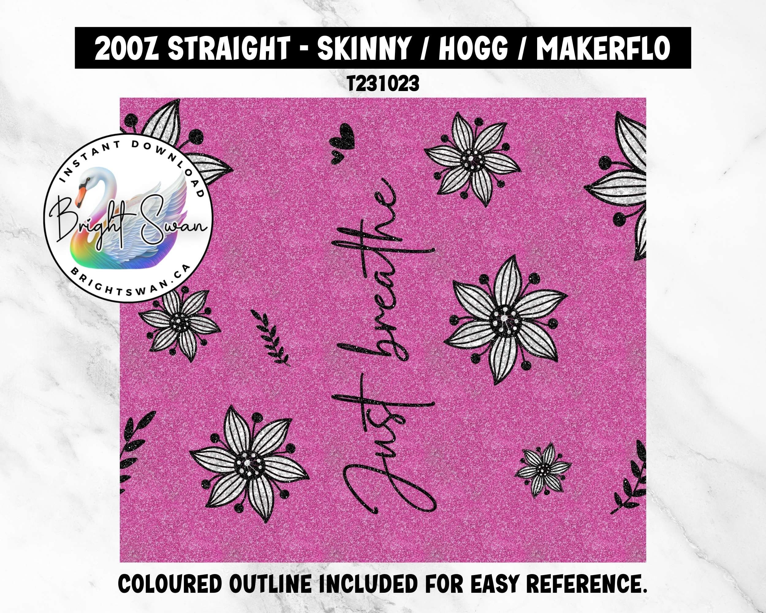Just Breathe Tumbler Template SVG, DXF, EPS for 20oz Straight Skinny ...