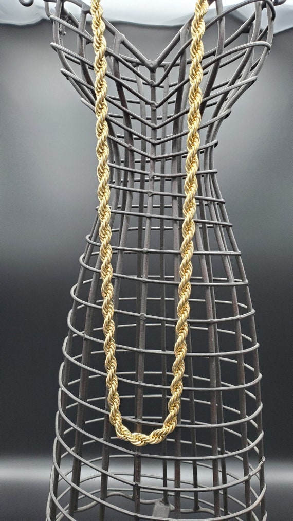 Vintage Avon Twist Rope 20” Necklace 1972 Gold Tone T… - Gem