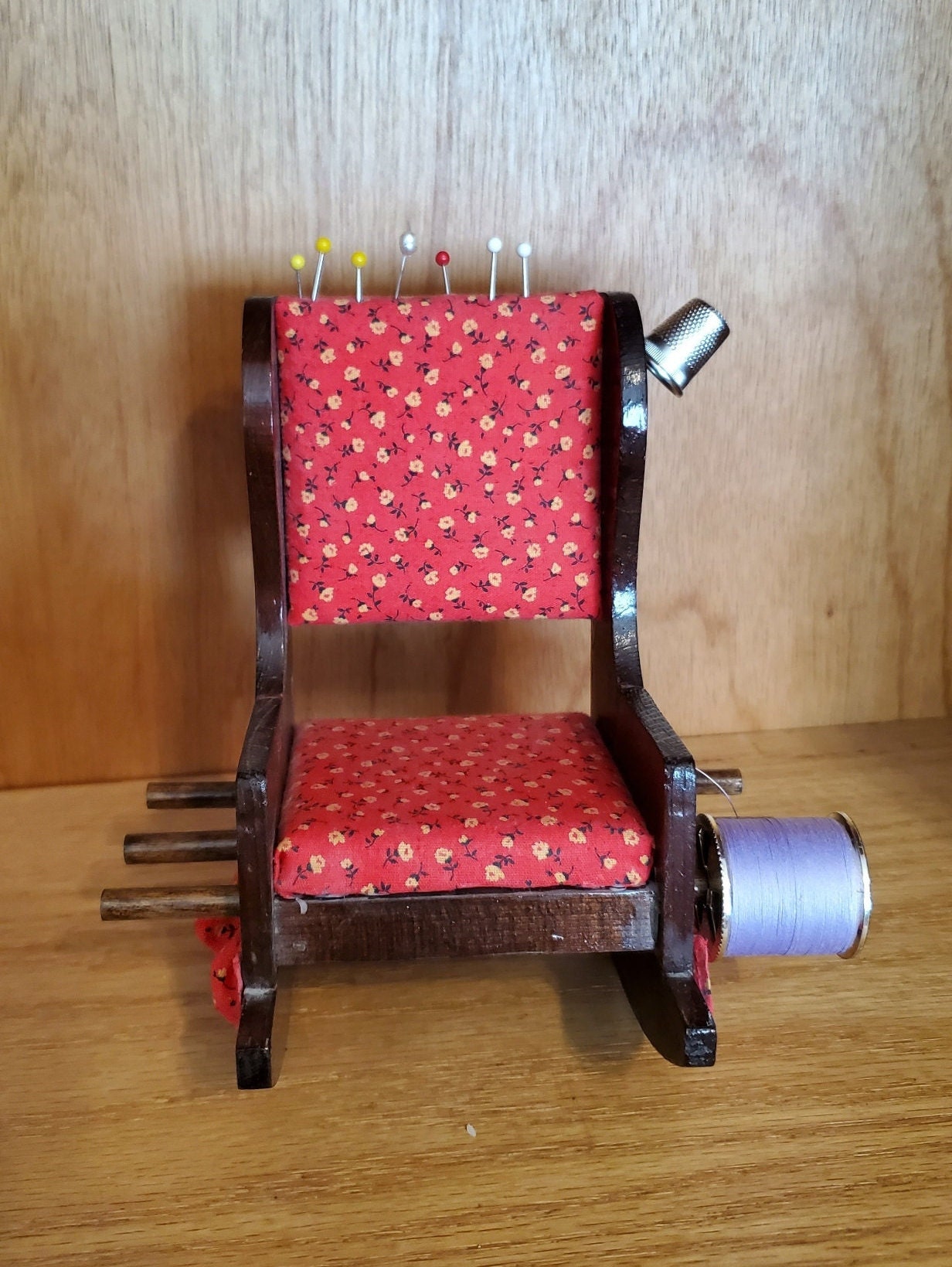 Vintage 1960's Rocking Chair Pincushion and Thread and Thimble Holder ...