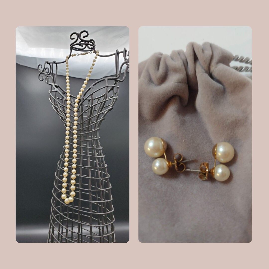 Rare Vintage Avon Pearl Necklace and Matching Earring Set - Etsy