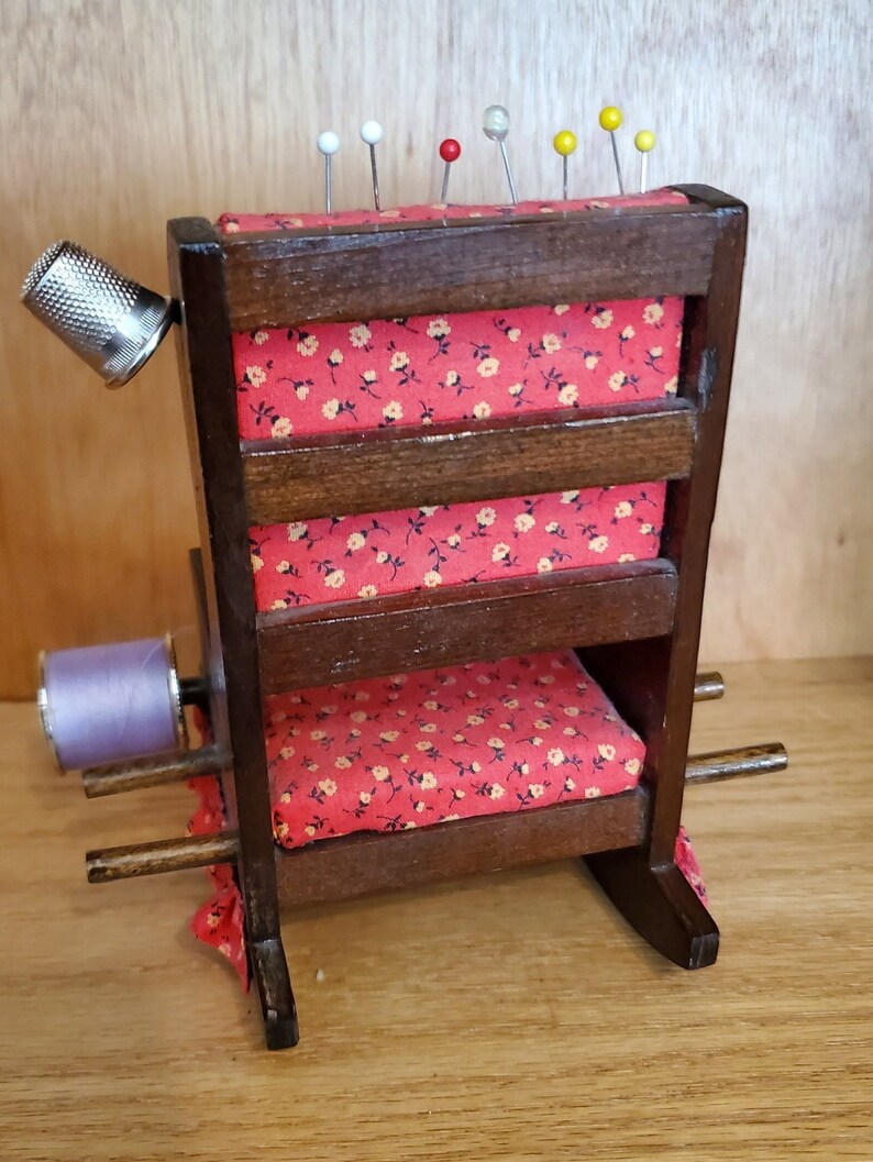 Vintage 1960's Rocking Chair Pincushion and Thread and Thimble Holder ...