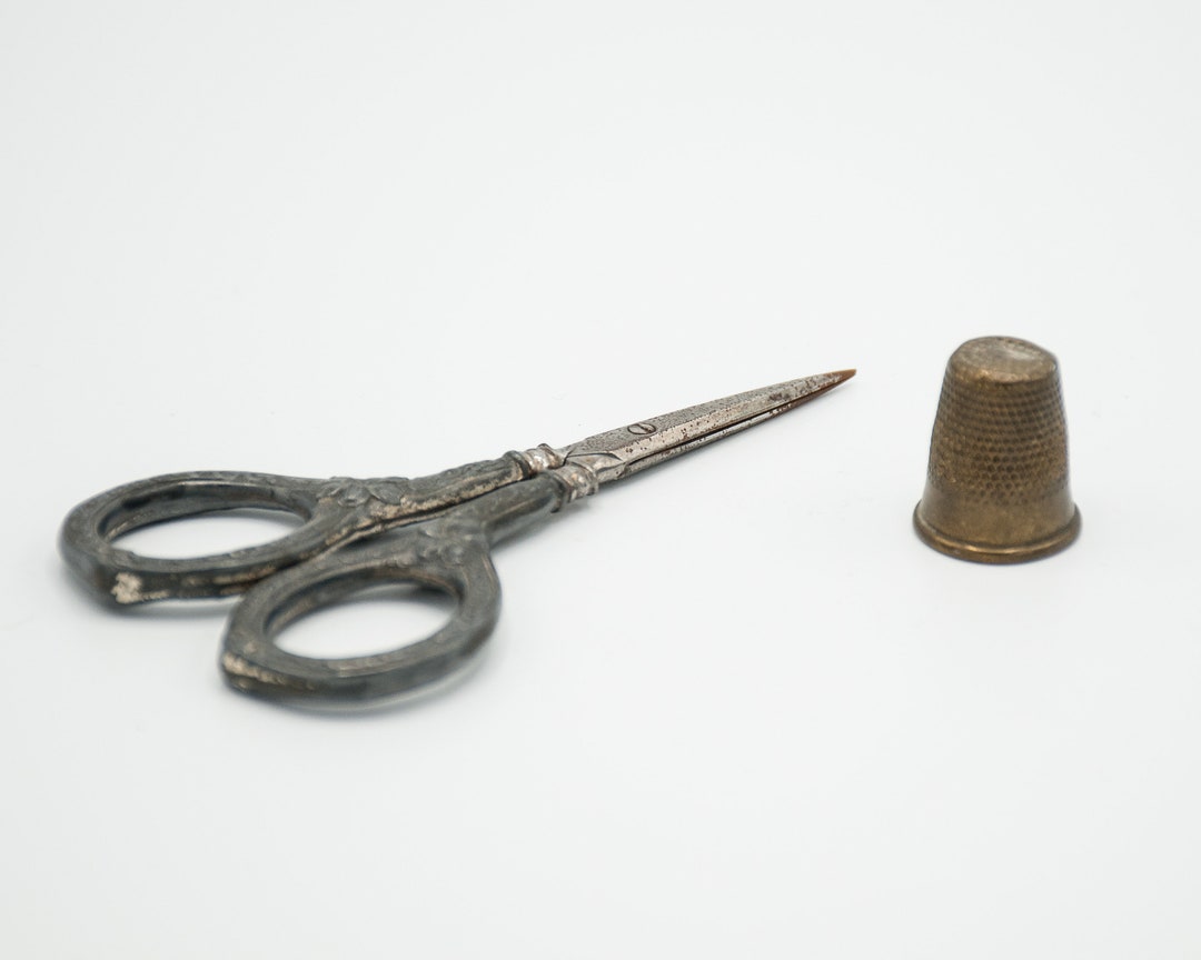 Rare Antique Sterling Silver Scissors and Antique Sewing Thimble - Etsy
