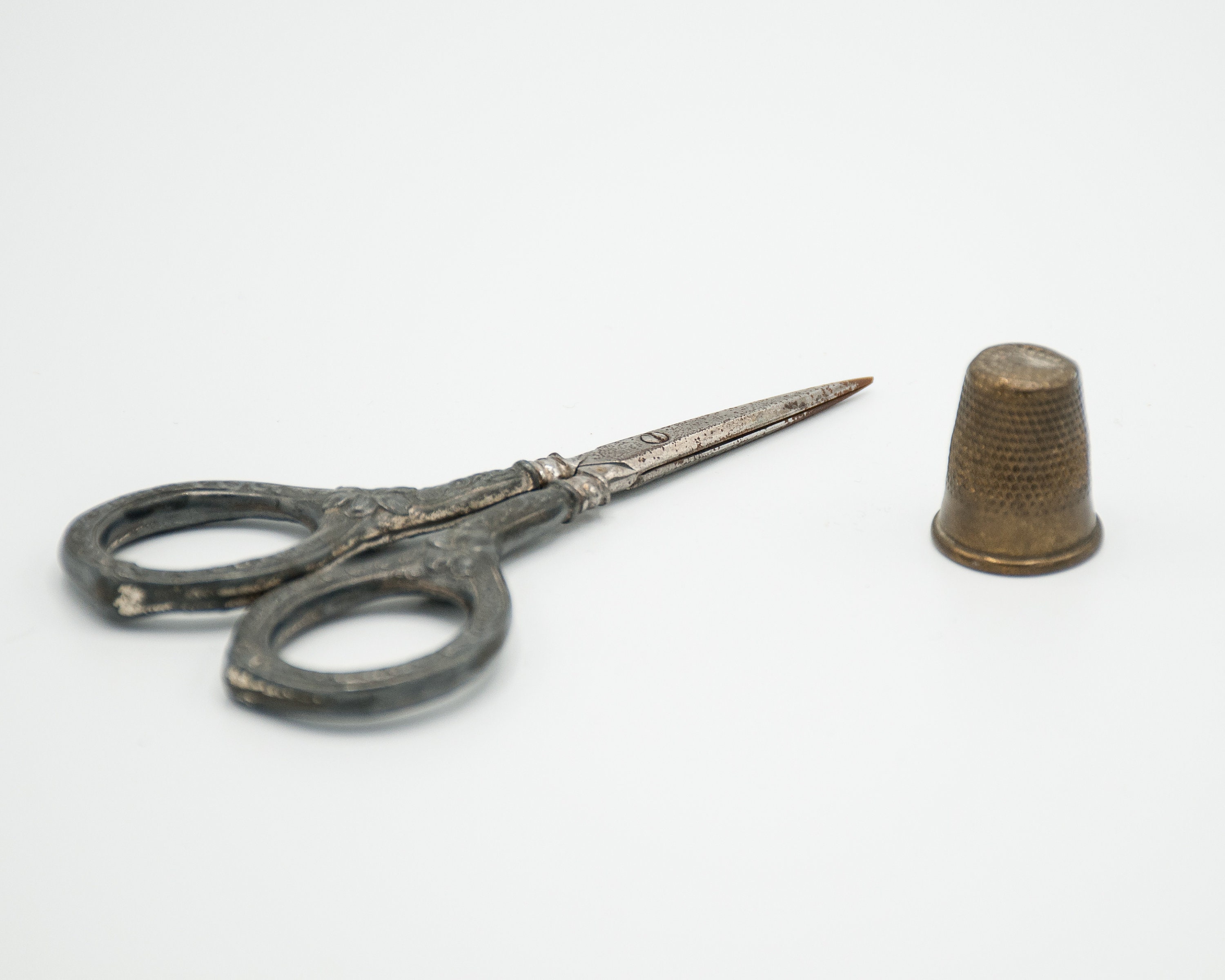 Rare Antique Sterling Silver Scissors and Antique Sewing Thimble - Etsy