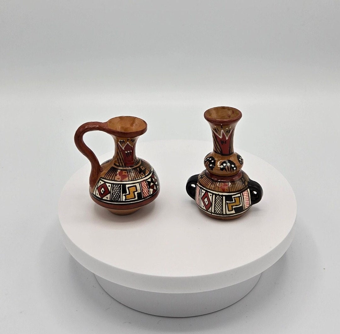 Set of Two Vintage Mini Peruvian Pottery Jugs - Etsy