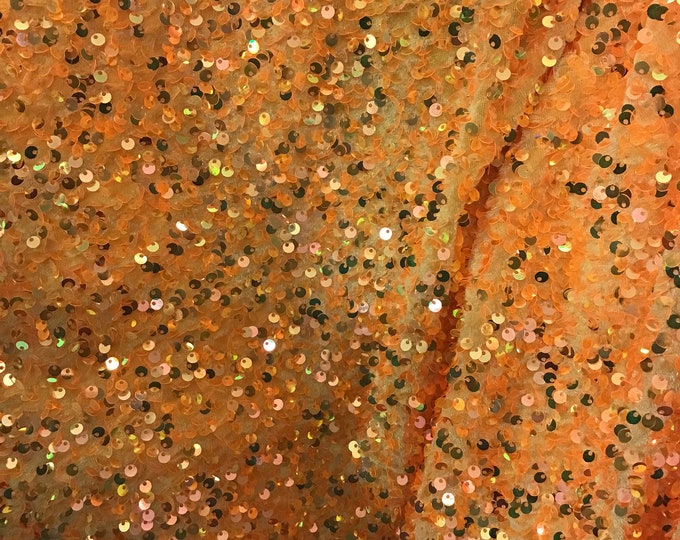 Orange 4 Way Stretch Velvet Sequence Velvet Great Fabrics for Prom ...