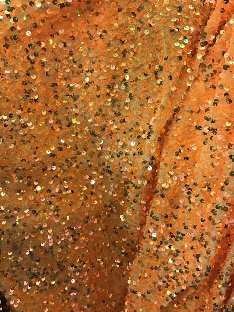Orange 4 Way Stretch Velvet Sequence Velvet Great Fabrics for Prom ...