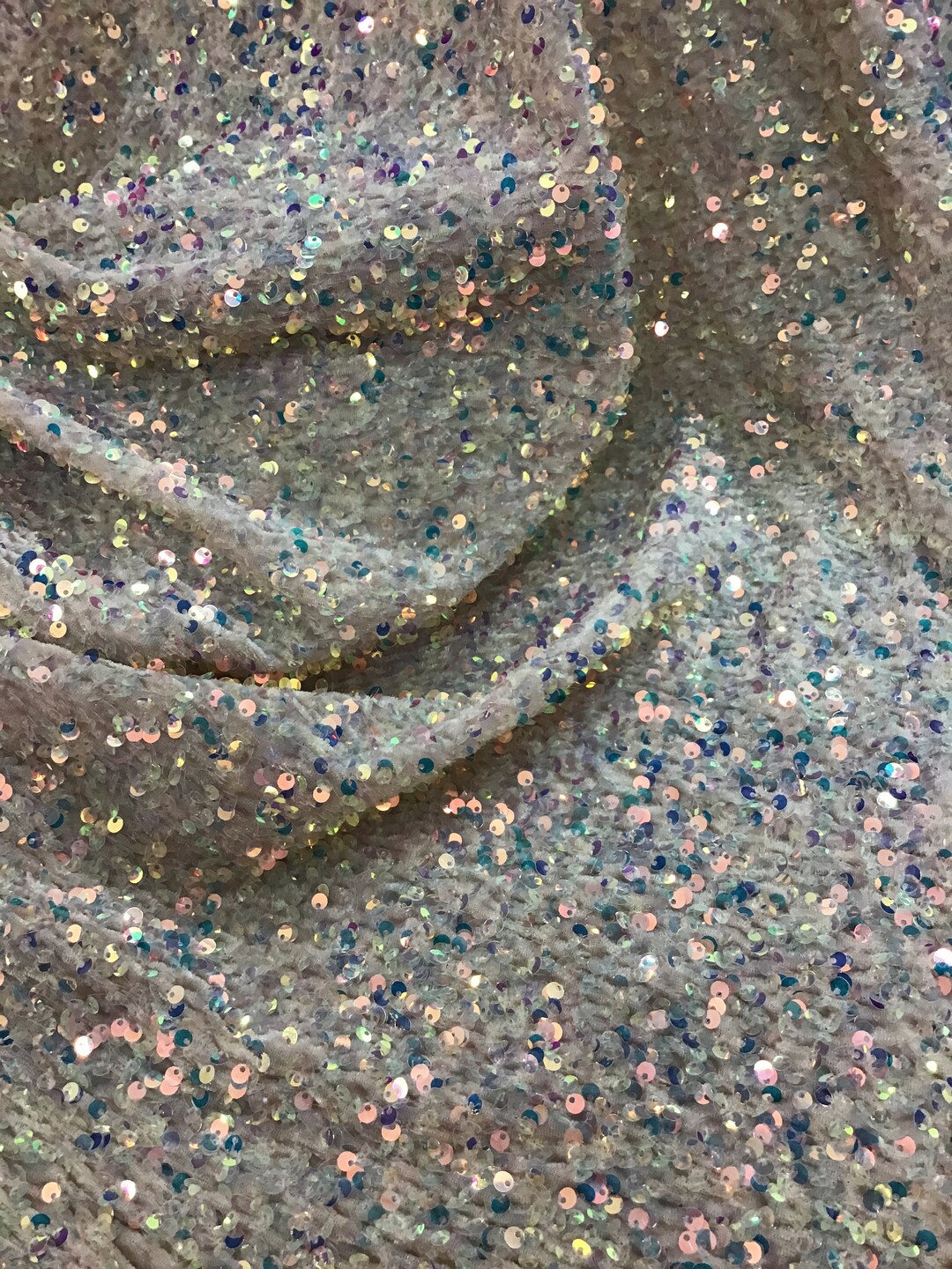 Champagne Iridescent Ab 4 Way Stretch Sequins Velvet Great Fabrics for ...