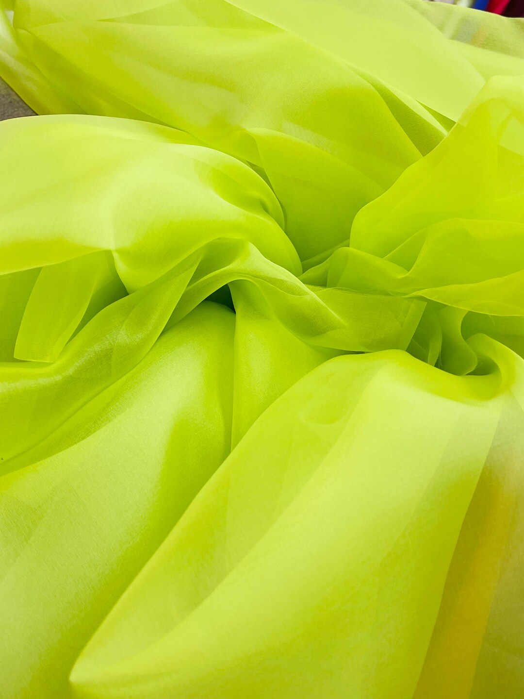 Lime Green Silk Organza Silk Great Fabrics for Dress Prom Evening Dress ...