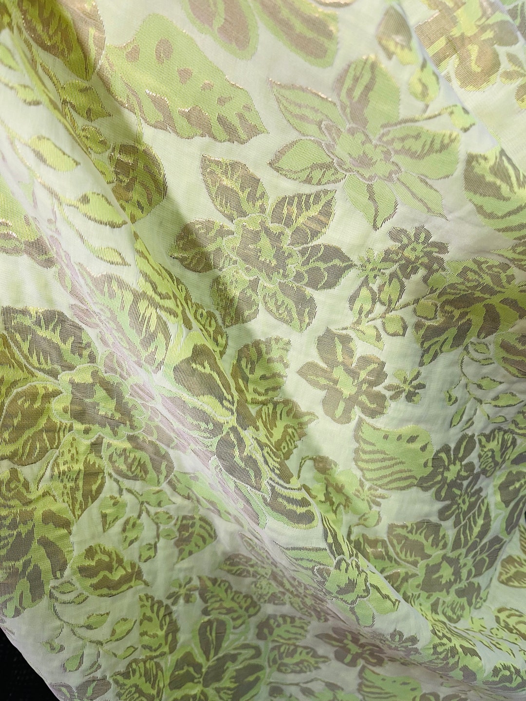 Lime Green Flowers Mikado Brocade Flower Design Great for Wedding Dress ...