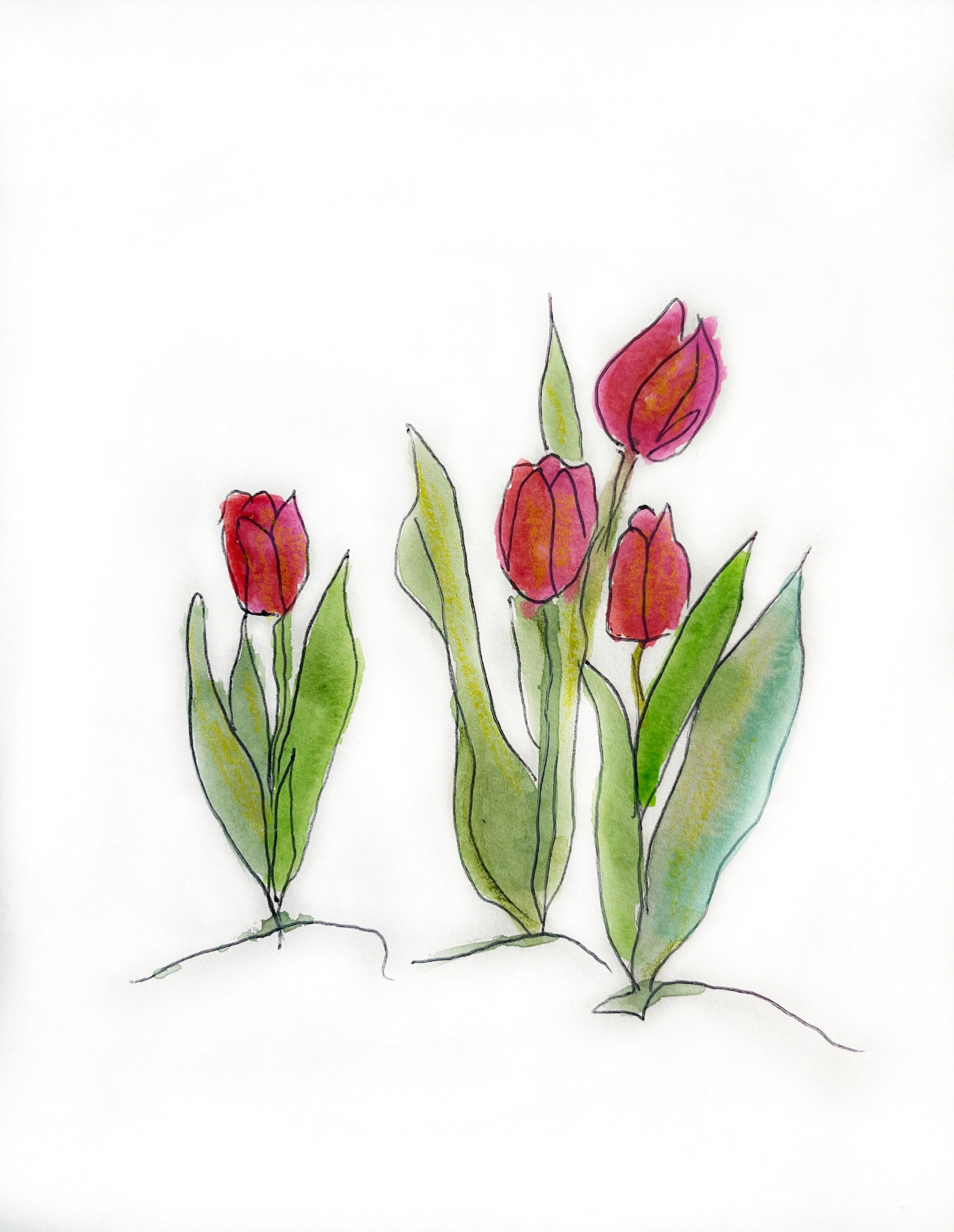 Watercolor Tulips Print - Etsy