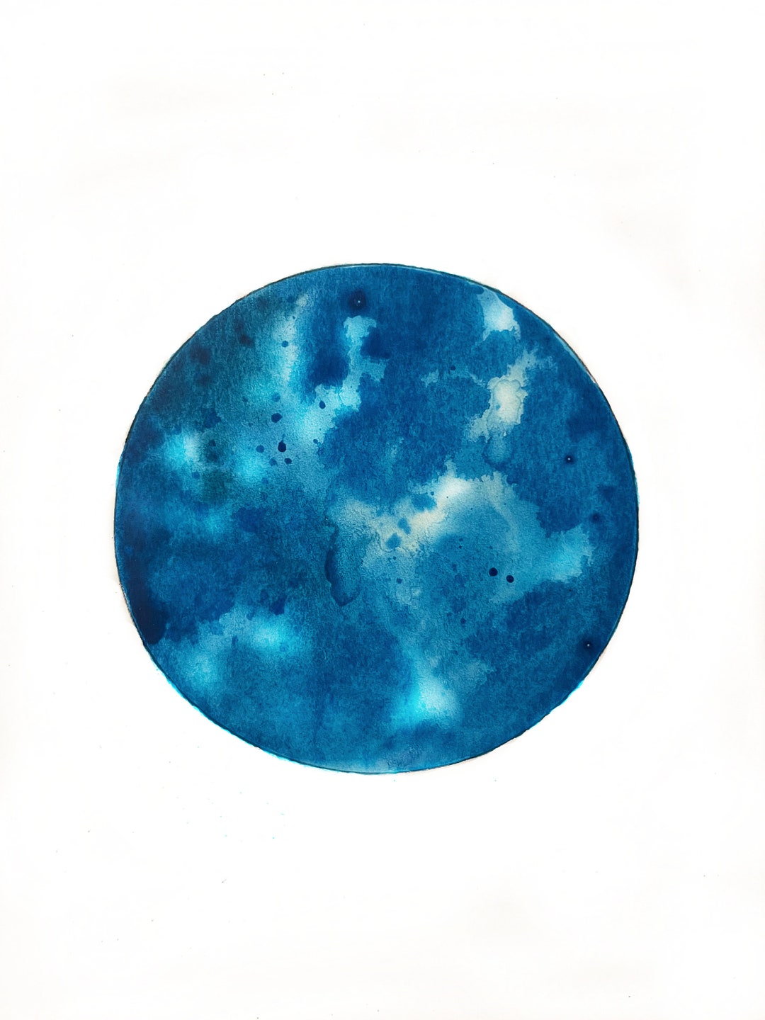 Blue Moon Watercolor Print - Etsy