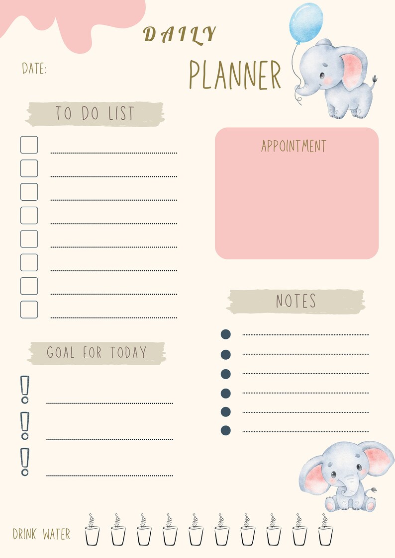 Pastel Explainer Cute Weekly & Daily Planner, Printable Weekly Planner ...