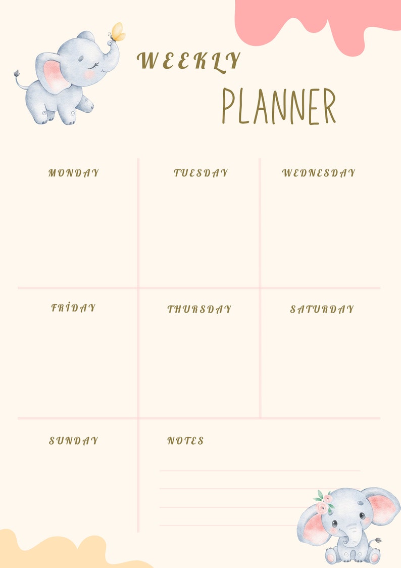 Pastel Explainer Cute Weekly & Daily Planner, Printable Weekly Planner ...