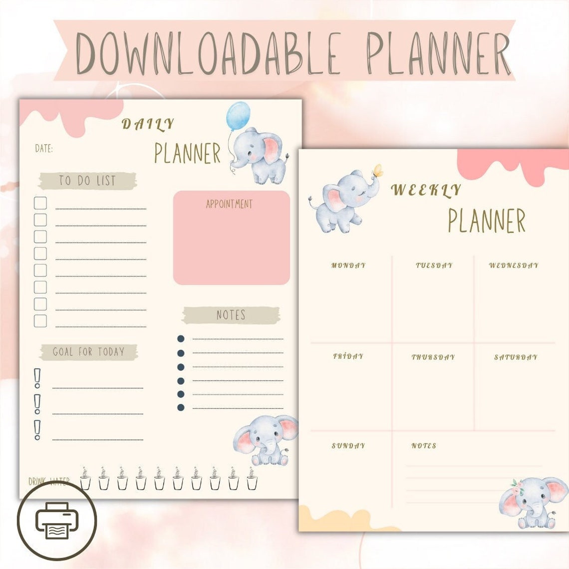 Pastel Explainer Cute Weekly & Daily Planner, Printable Weekly Planner ...