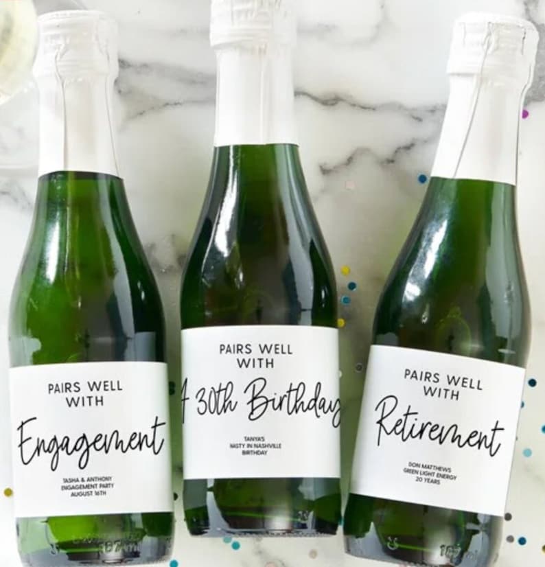 Custom Labels for Mini Champaign Bottles, Adding Elegance to Your ...