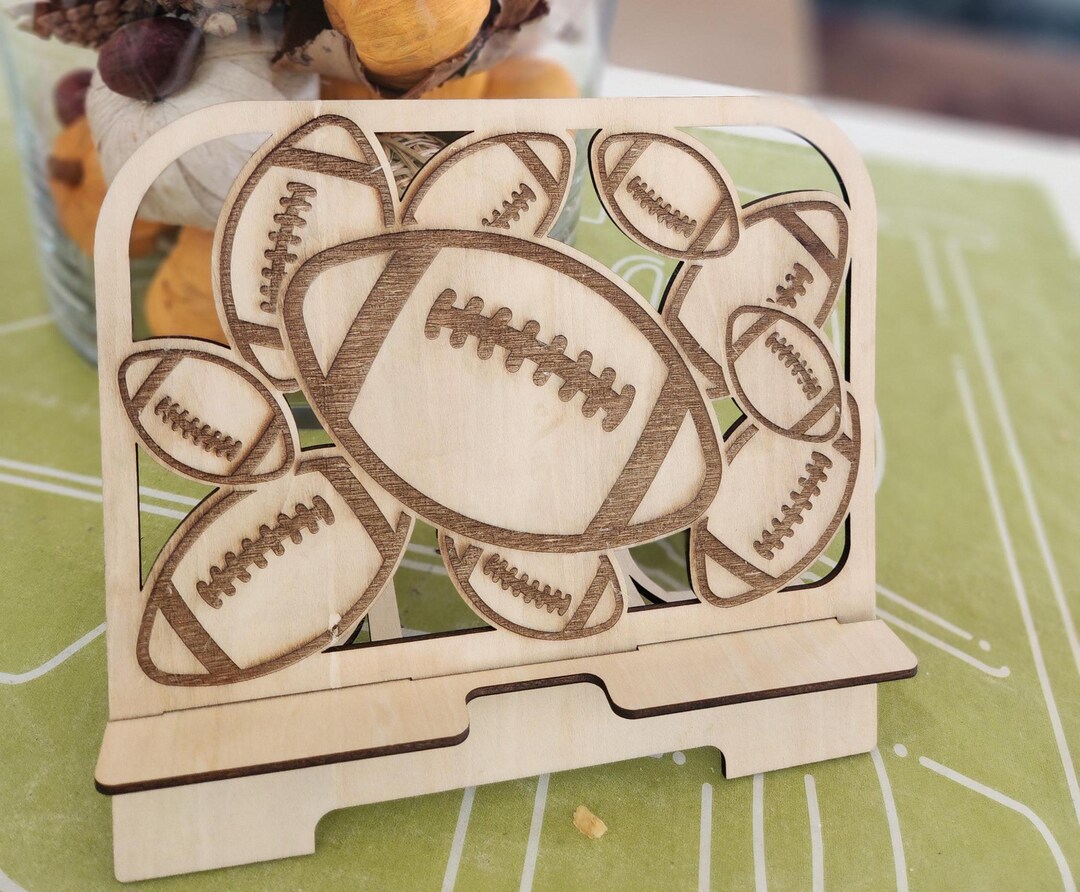 Wooden Football Tablet Holder – Score Big With Custom Laser Etched Name ...