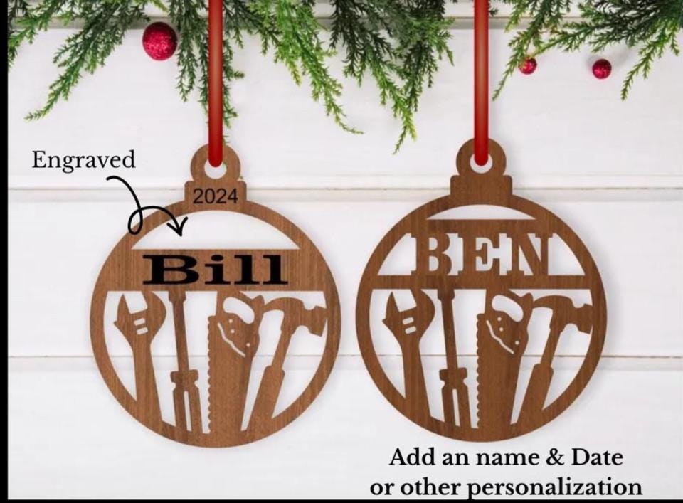 Personalized Handyman Ornament | Custom Wood Tools Decor | Gift for ...
